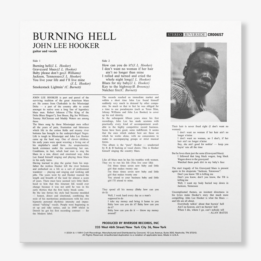 John Lee Hooker Burning Hell Bluesville Series 180g Lp Craft Recordings