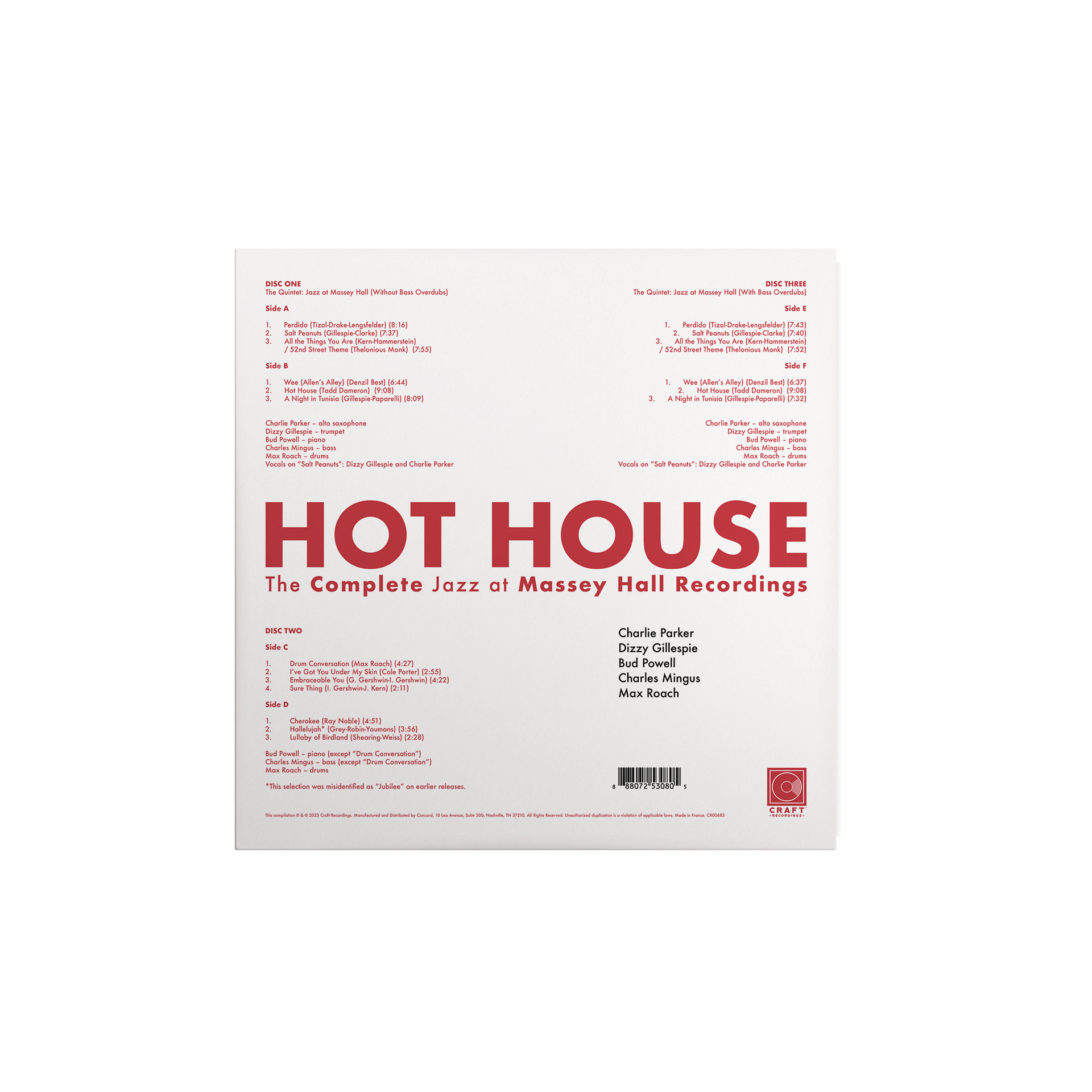 Hot House: The Complete Jazz at Massey Hall Recordings (3-LP Box Set ...