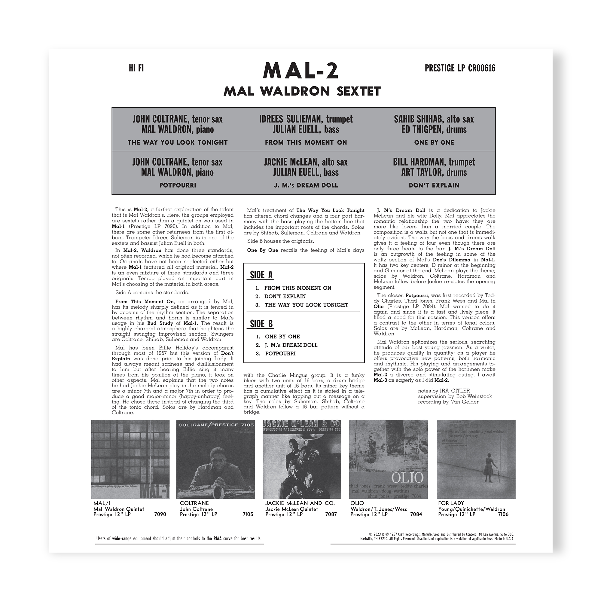 Mal/2 (Original Jazz Classics Series) (180g LP) – Craft Recordings