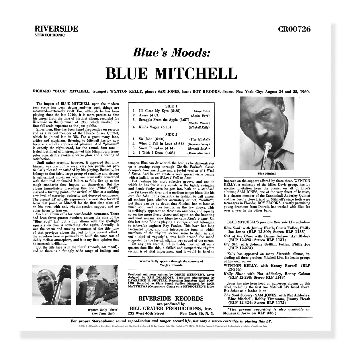 Blue’s Moods (Original Jazz Classics Series) (180g LP) – Craft Recordings